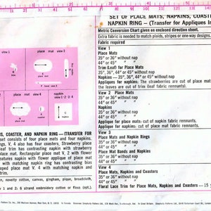 1970s Simplicity 5473 Vintage Craft Pattern Home Decor, Table Linens ...