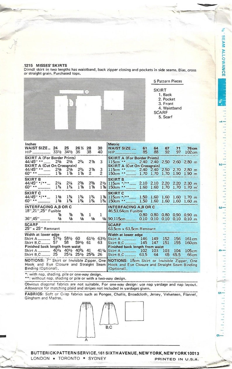 1970s Butterick UNCUT 5215 Vintage Sewing Pattern Misses - Etsy