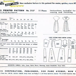 1950s Mccall's 3157 Vintage Sewing Pattern Shirtwaist Dress, Fit and ...