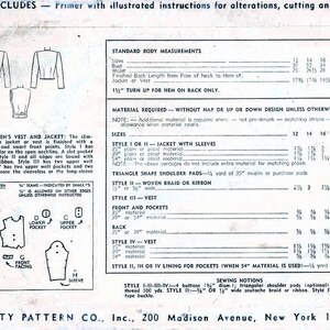 1940s Simplicity 4749 Vintage Sewing Pattern Misses Fitted Vest, Fitted ...