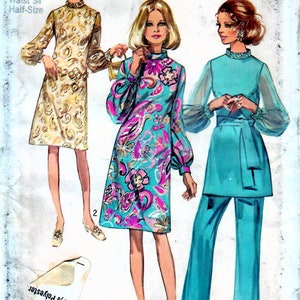 1970s Simplicity 9084 UNCUT Vintage Sewing Pattern A-line Dress, Tunic ...