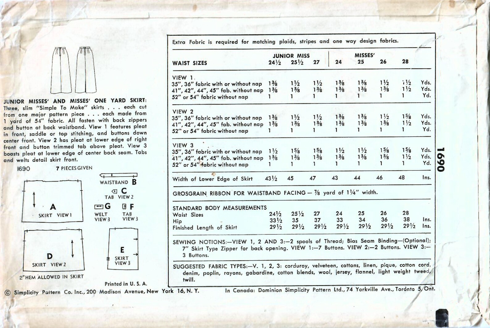 1950s Simplicity 1690 Vintage Sewing Pattern Junior Misses - Etsy
