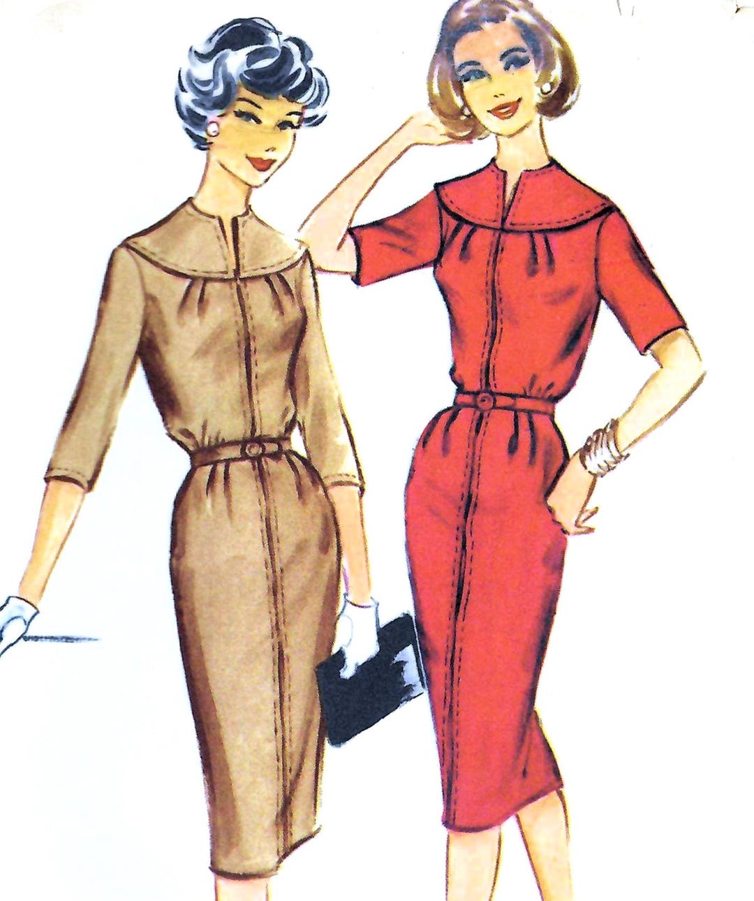 1950s Slim Fitted Dress Sewing Pattern: Mccall's 5192 Misses Size 14 ...