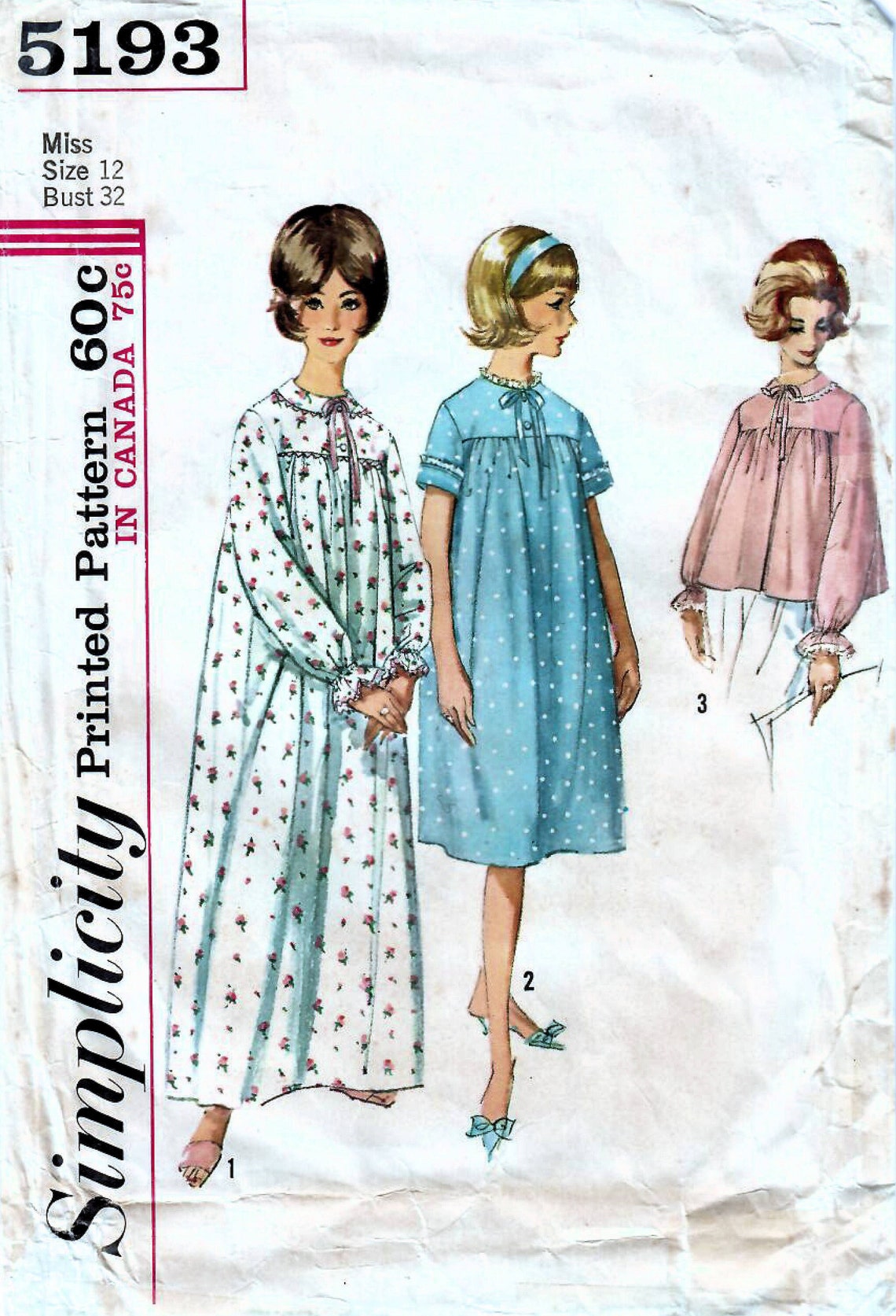 1960s Simplicity 5193 Vintage Sewing Pattern Misses Long | Etsy