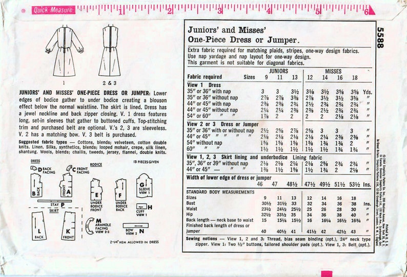 1960s Simplicity 5588 Vintage Sewing Pattern Blouson Dress | Etsy