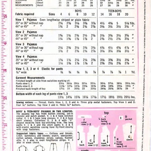 1970s Simplicty 8860 Vintage Sewing Pattern Boys Two Piece Pajamas ...