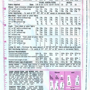 1970s Simplicity 8924 Vintage Sewing Pattern Blouse, Mini Skirt, Pants ...