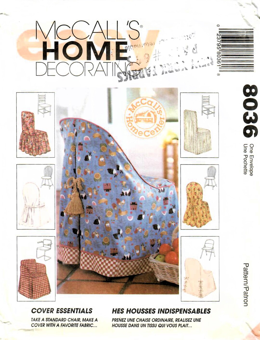 1990s Mccall's 8036 UNCUT Vintage Craft Pattern Home Decor, Chair ...