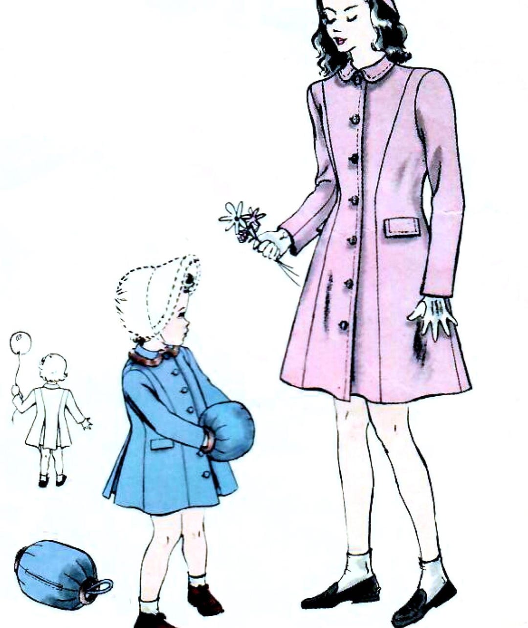 1940s Vogue 2393 Vintage Sewing Pattern Girl's Princess Coat, Tailored ...