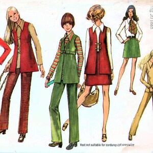 1970s Simplicity 8924 Vintage Sewing Pattern Blouse, Mini Skirt, Pants ...