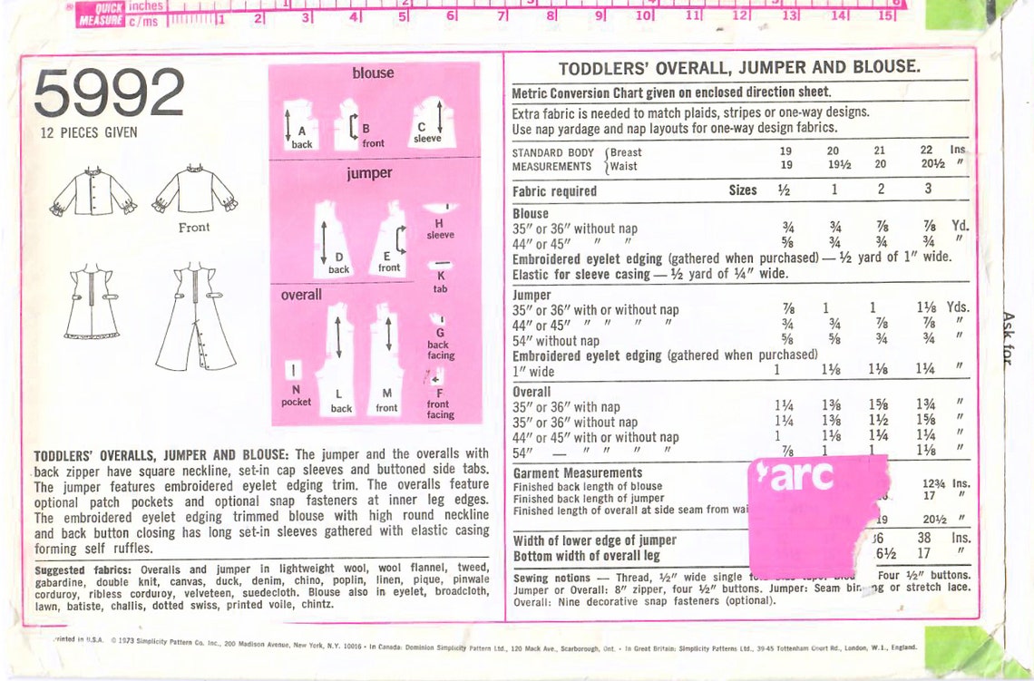 1970s Simplicity 5992 UNCUT Vintage Sewing Pattern Toddler | Etsy