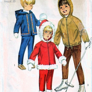 1960s Simplicity 8473 Vintage Sewing Pattern Child Snowpants, Hooded ...