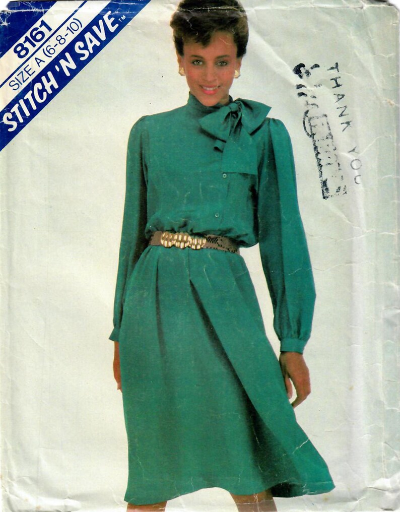 1980s Mccall's 8161 Vintage Sewing Pattern Misses Pullover Dress Size 6 ...