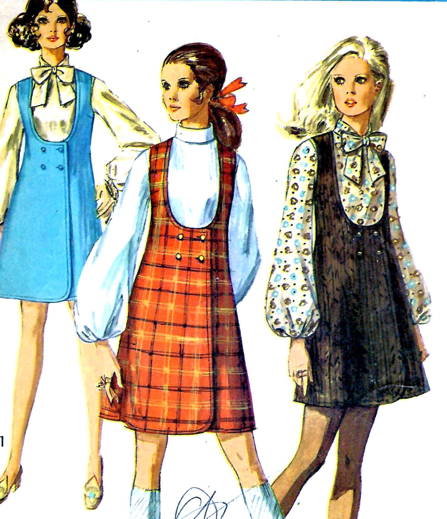 1960s A-line Jumper, Blouse Sewing Pattern: Simplicity 8345 Misses Size ...