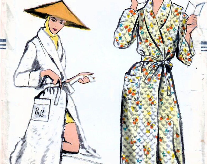 1950s Vogue 9384 Vintage Sewing Pattern Misses Wrap Robe Size Medium 34 ...