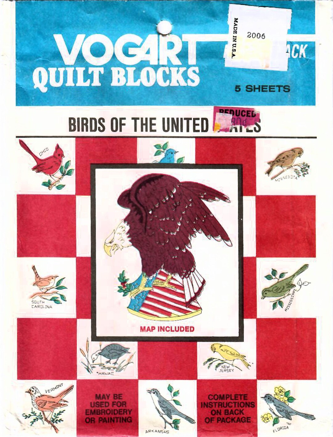 1980s Vogart 2001 UNCUT Vintage Transfer Pattern Embroidered State ...