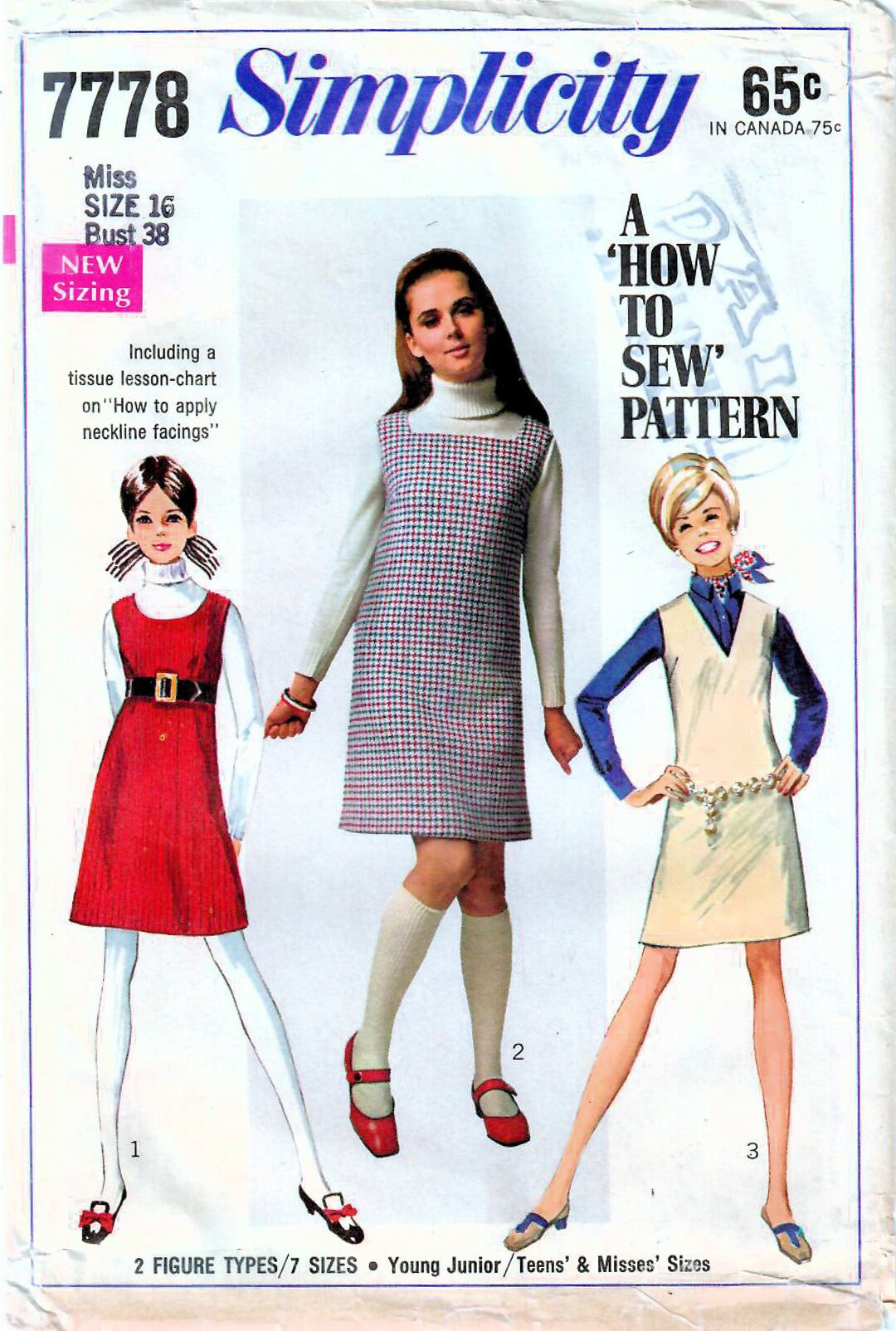 1960s Simplicity 7778 Vintage Sewing Pattern How to Sew Misses A-line ...