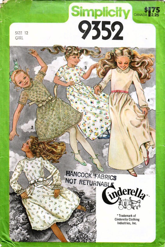 1970s Simplicity 9352 Vintage Sewing Pattern Girls Dress - Etsy
