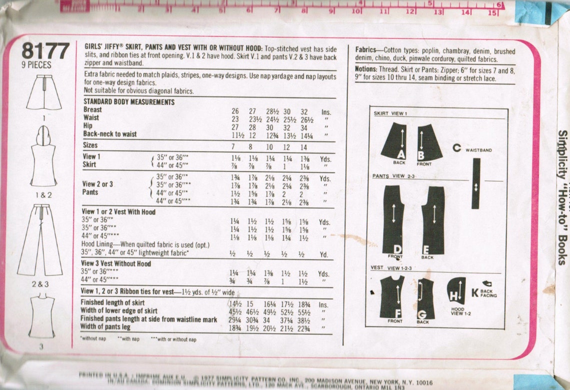 1970s Simplicity 8177 Vintage Sewing Pattern Girls' Skirt | Etsy