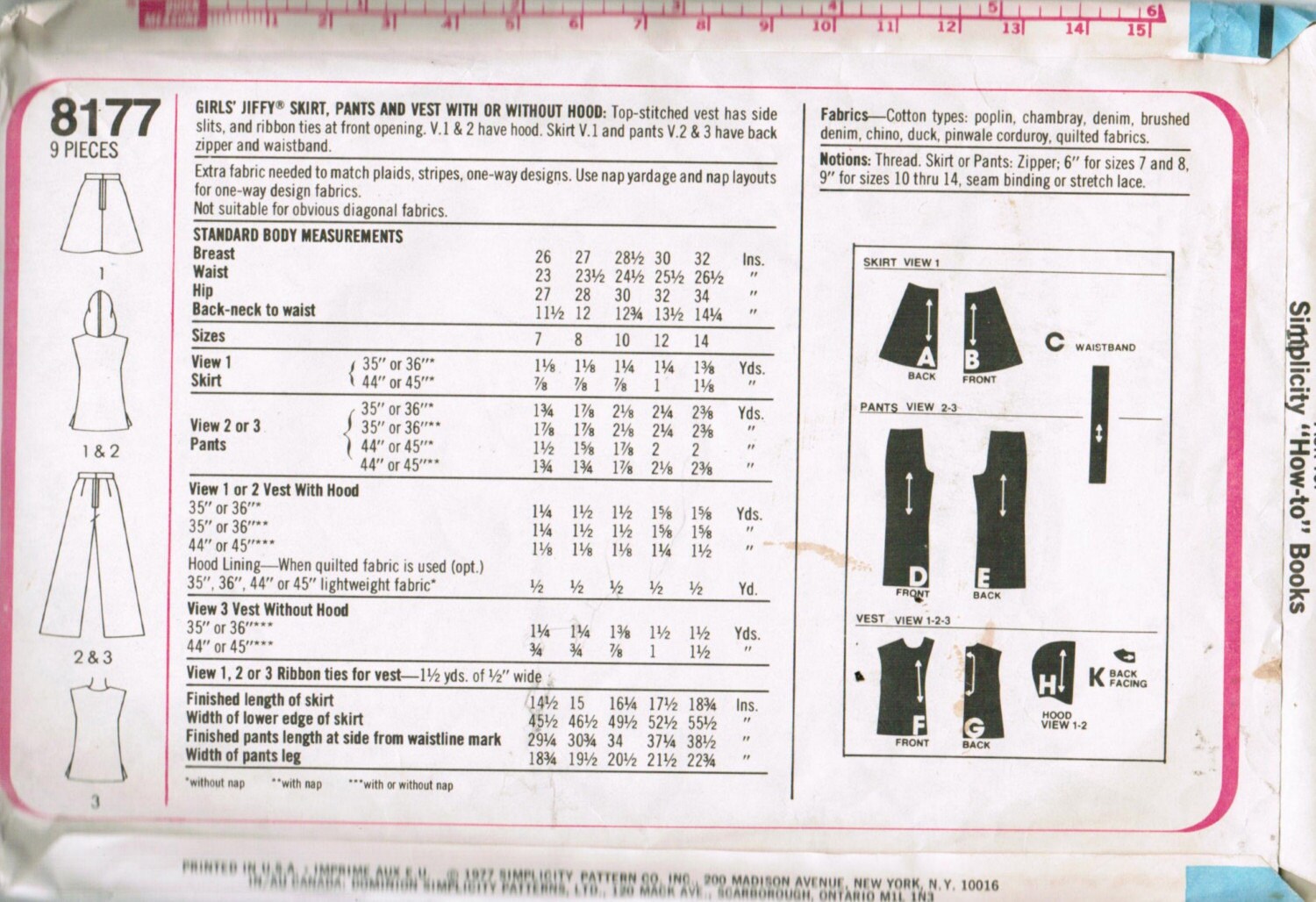1970s Simplicity 8177 Vintage Sewing Pattern Girls' Skirt - Etsy Sweden