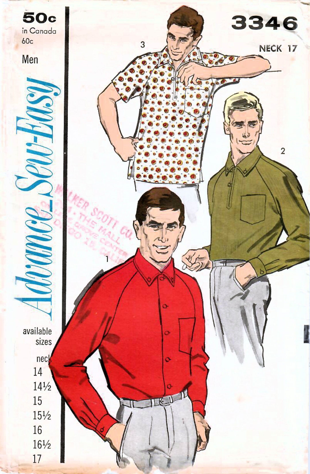 1960s Advance 3346 UNCUT Vintage Sewing Pattern Casual Shirt, Pullover ...