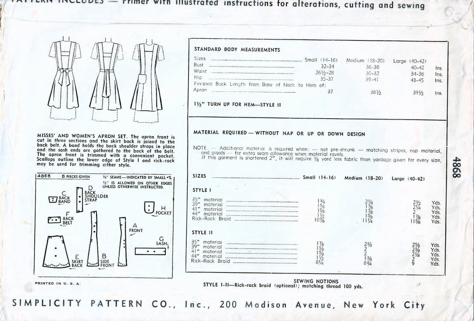 1940s Simplicity 4868 Vintage Sewing Pattern Misses Full | Etsy