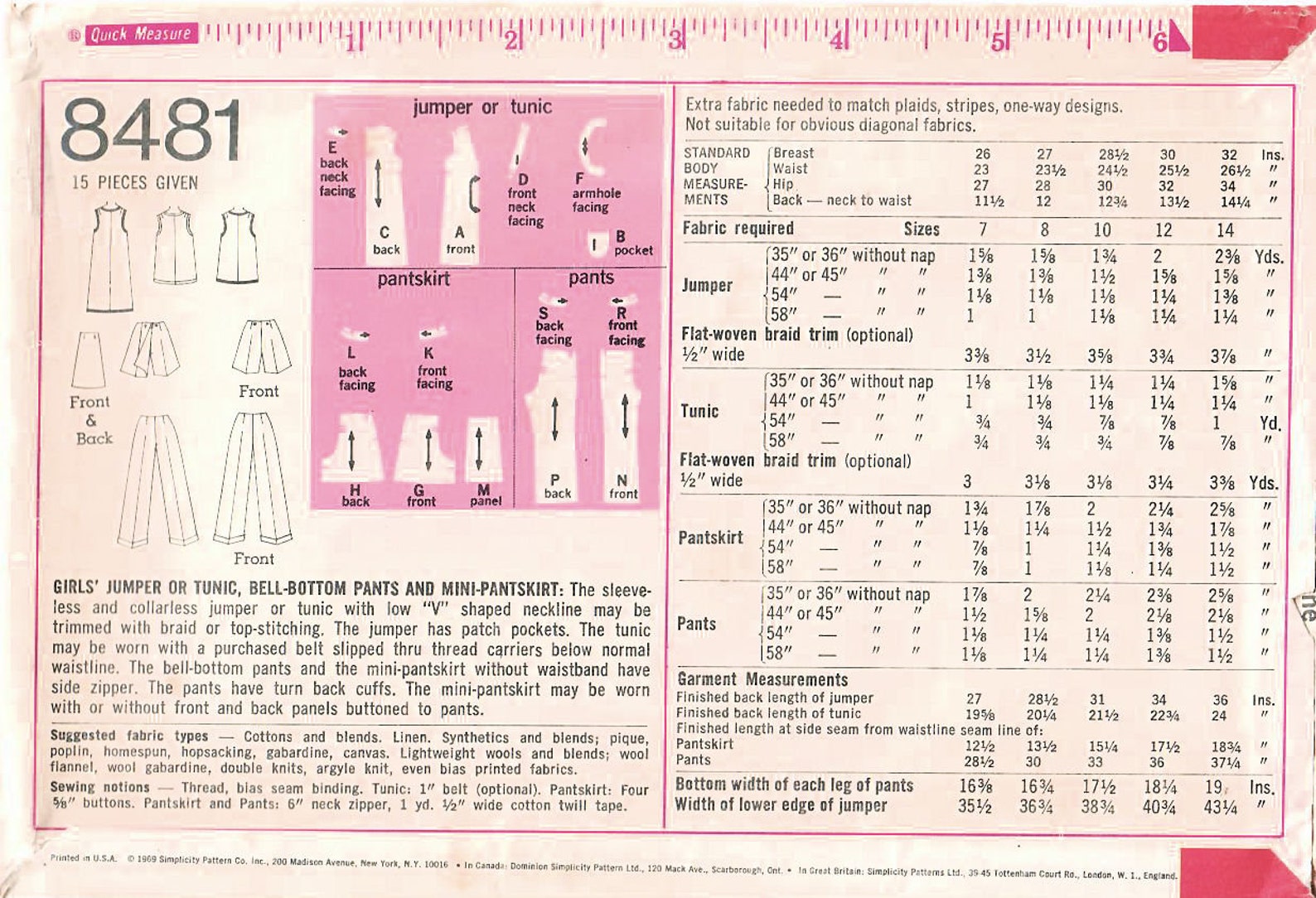 1960s Simplicity 8481 UNCUT Vintage Sewing Pattern Girls | Etsy