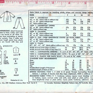 1950s Simplicity 1441 Vintage Sewing Pattern Girls Robe, Housecoat ...