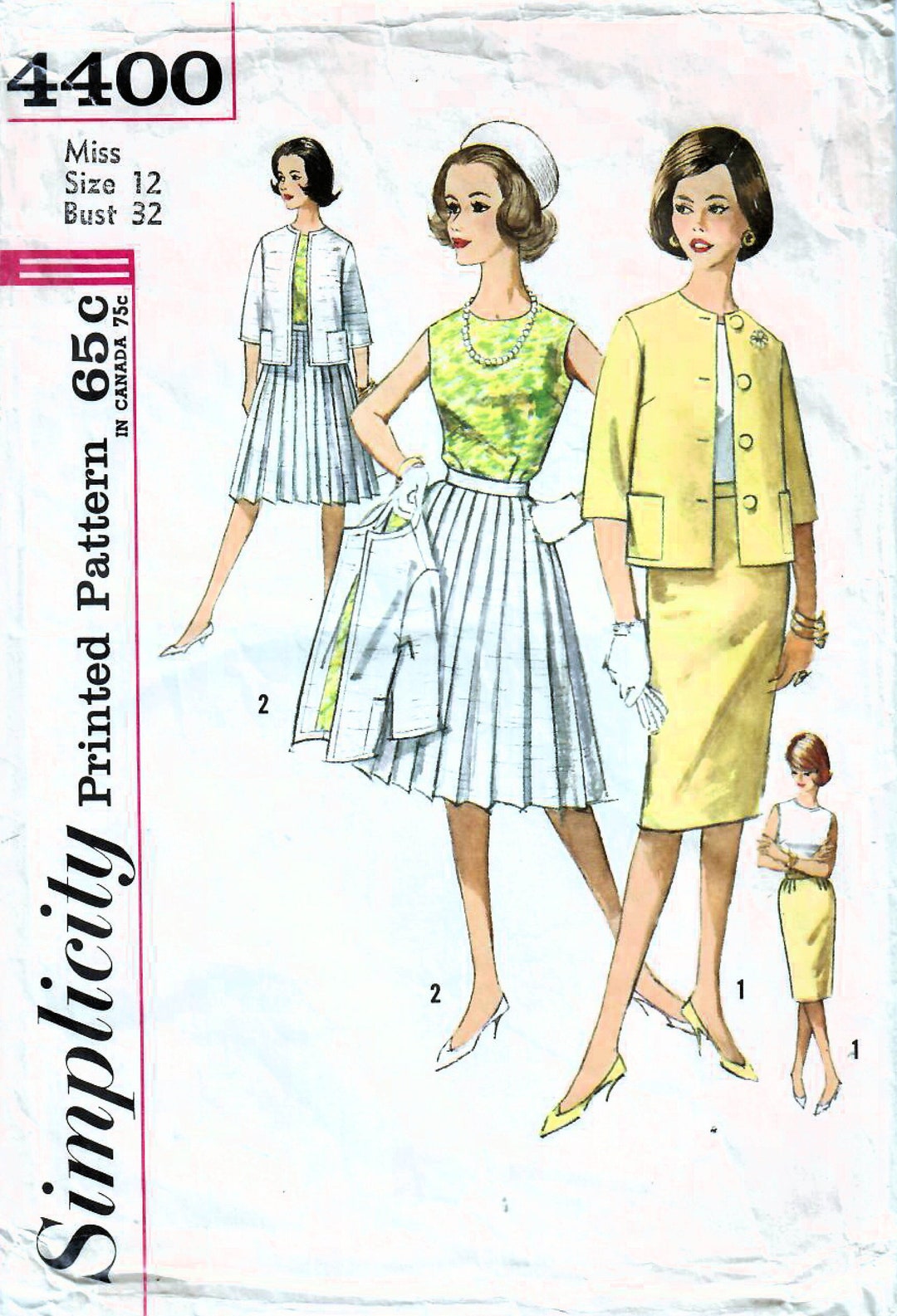 1960s Simplicity 4400 Vintage Sewing Pattern Misses Blouse, Box Jacket ...
