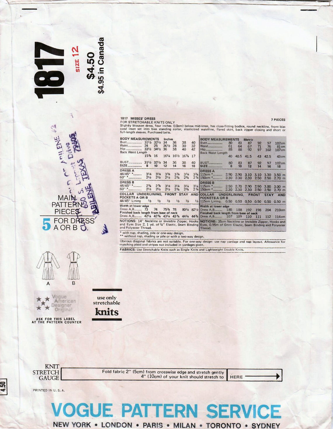 1970s Vogue 1817 Vintage Sewing Pattern Designer Jerry - Etsy