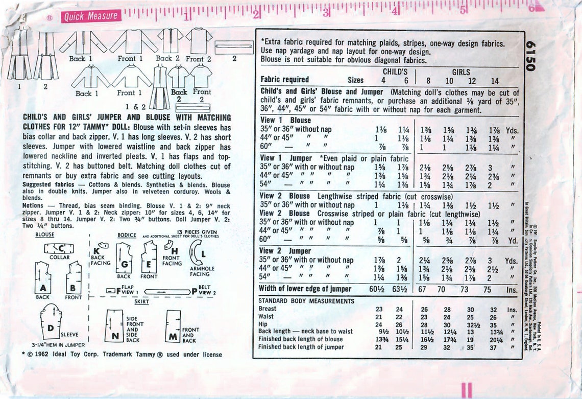1960s Simplicity 6150 Vintage Sewing Pattern Girls Drop Waist | Etsy