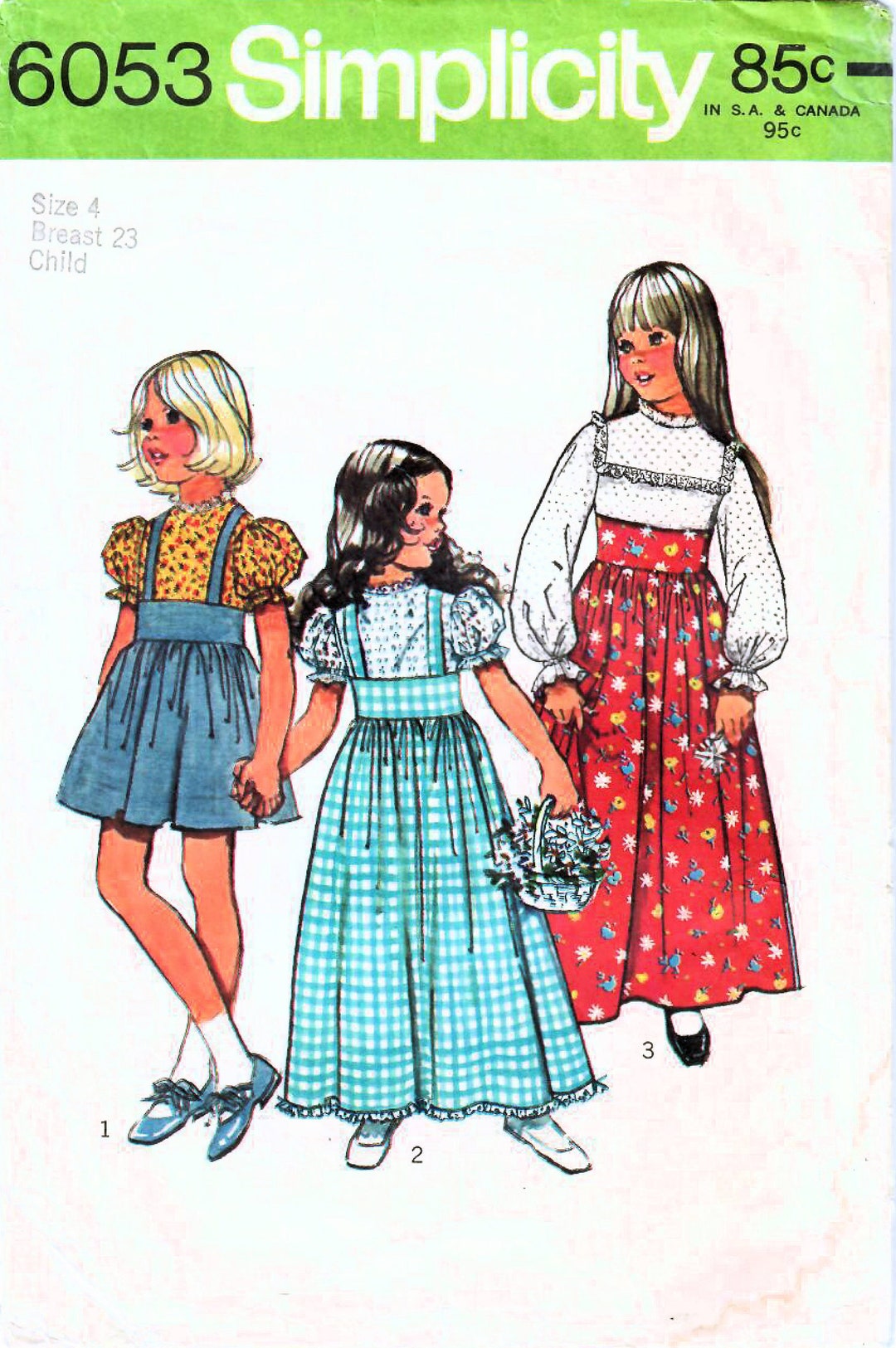 1970s Simplicity 6053 Vintage Sewing Pattern Girls Midriff Dress, Long ...