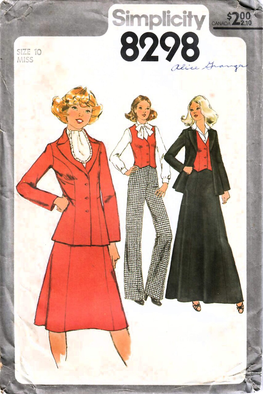 1970s Simplicity 8298 Vintage Sewing Pattern Misses Fitted Vest, Long ...