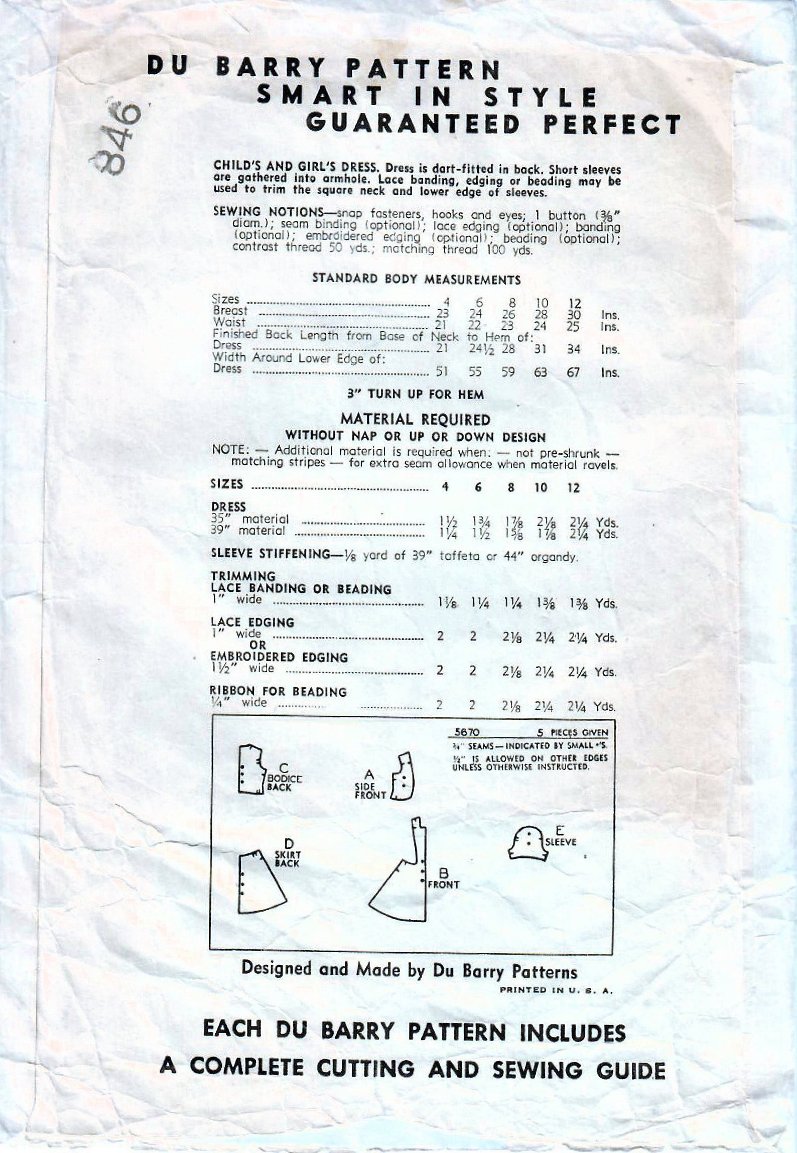1940s Du Barry 5670 Vintage Sewing Pattern Princess Dress, Party Dress ...