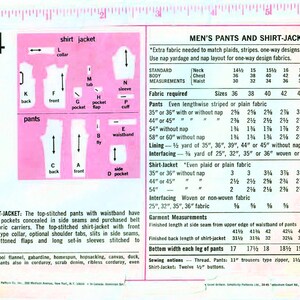 1970s Simplicity 9694 Vintage Sewing Pattern Pants, Shirt, Jacket Men ...