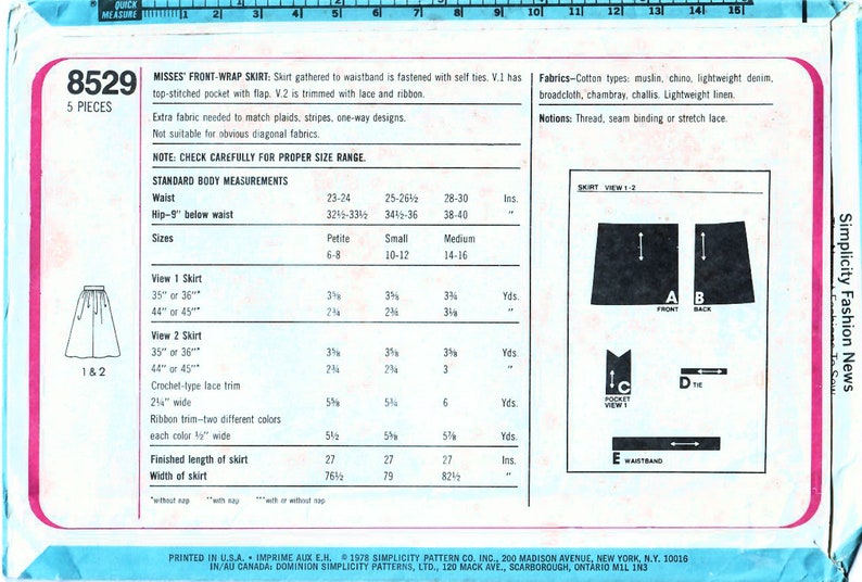 1970s Simplicity 8529 UNCUT Vintage Sewing Pattern Misses - Etsy
