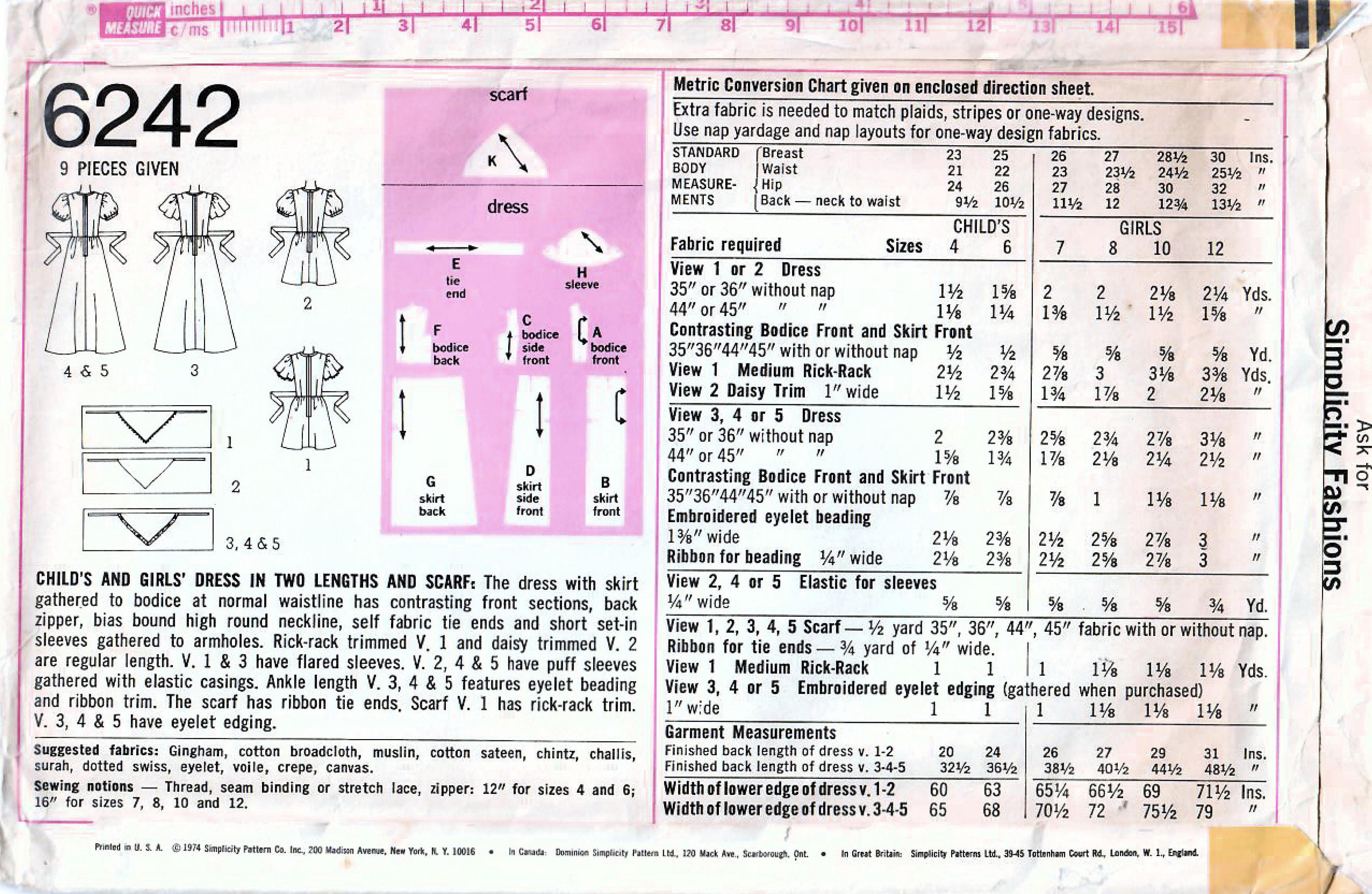 1970s Simplicity 6242 Vintage Sewing Pattern Girl's Mini - Etsy Sweden