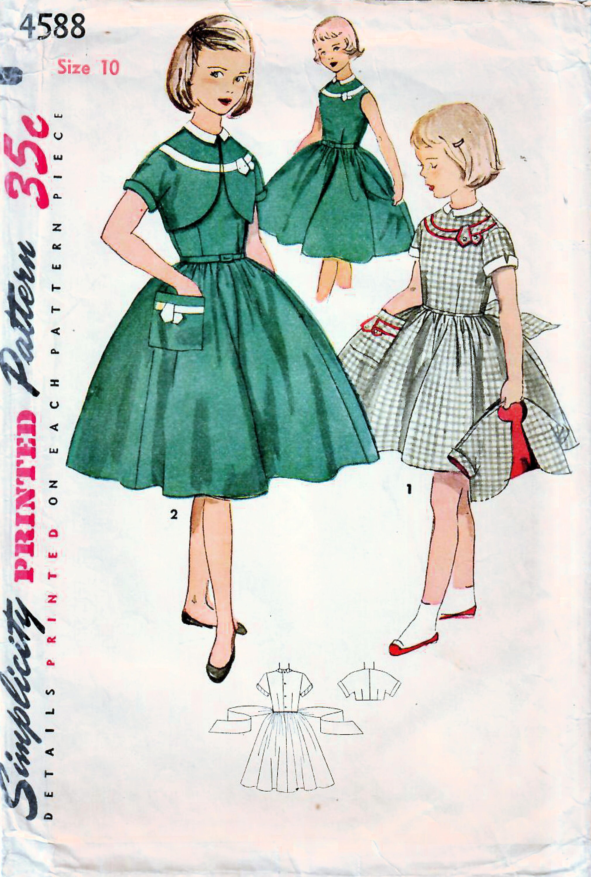 Sewing & Fiber Sewing Vintage 1950s Simplicity 3248 Girls Sun Dress And Bolero Sewing Pattern ...