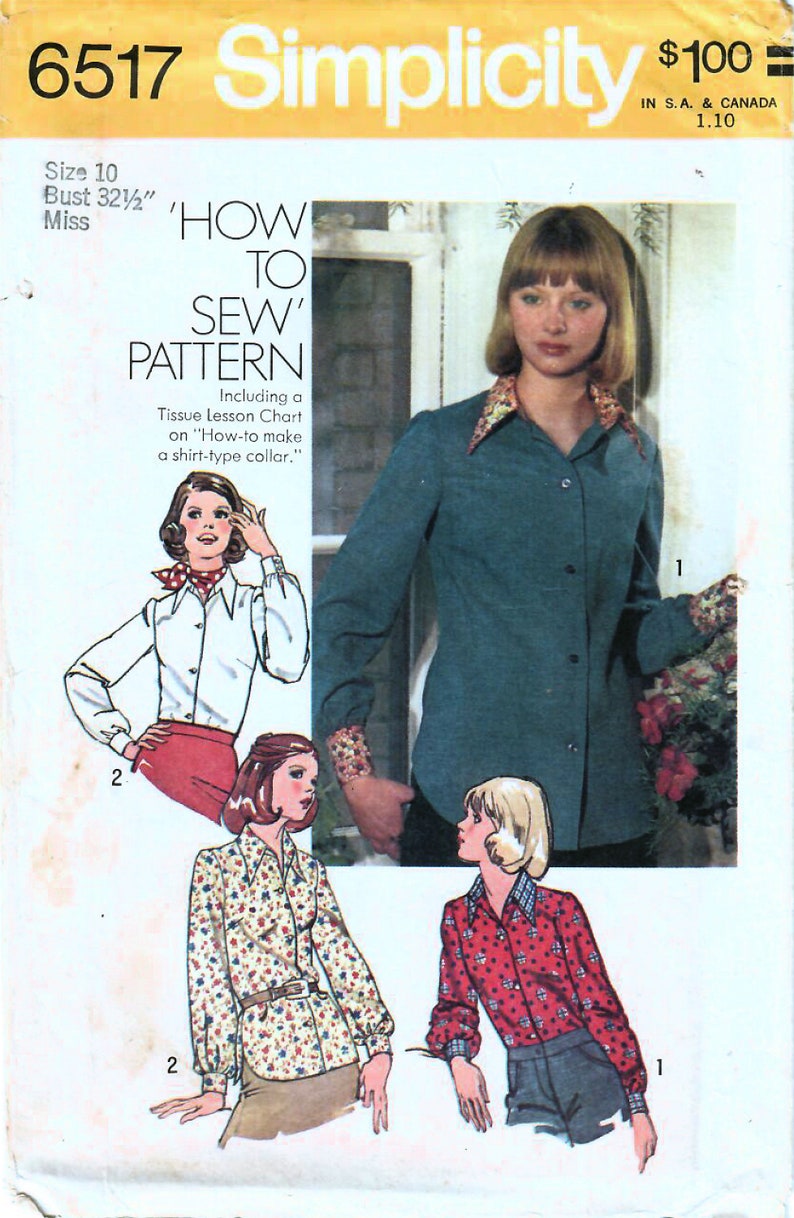 1970s Simplicity 6517 Vintage Sewing Pattern Misses Shirtwaist - Etsy