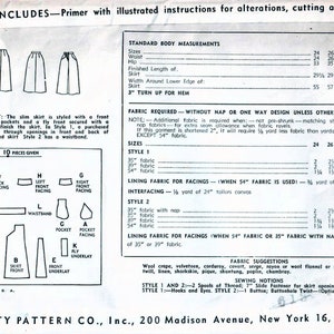 1940s Simplicity 2383 Vintage Sewing Pattern Misses Midi Skirt, Flared Skirt Size Waist 26 ...