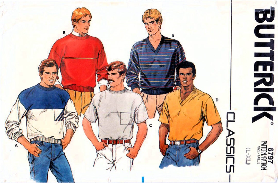 1980s Butterick 6797 Vintage Sewing Pattern Pullover Top, Sweatshirt, T ...