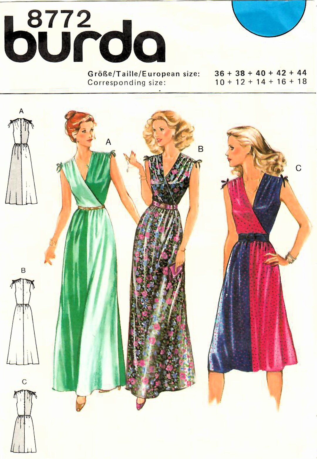 1980s Burda 8772 Vintage Sewing Pattern Misses Formal Dress, Evening ...