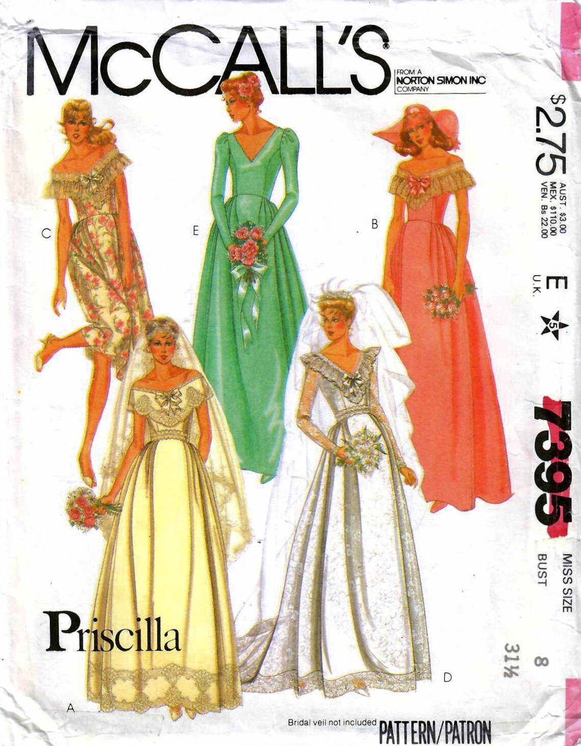 1980s Mccall's 7395 Vintage Sewing Pattern Misses Bridal - Etsy