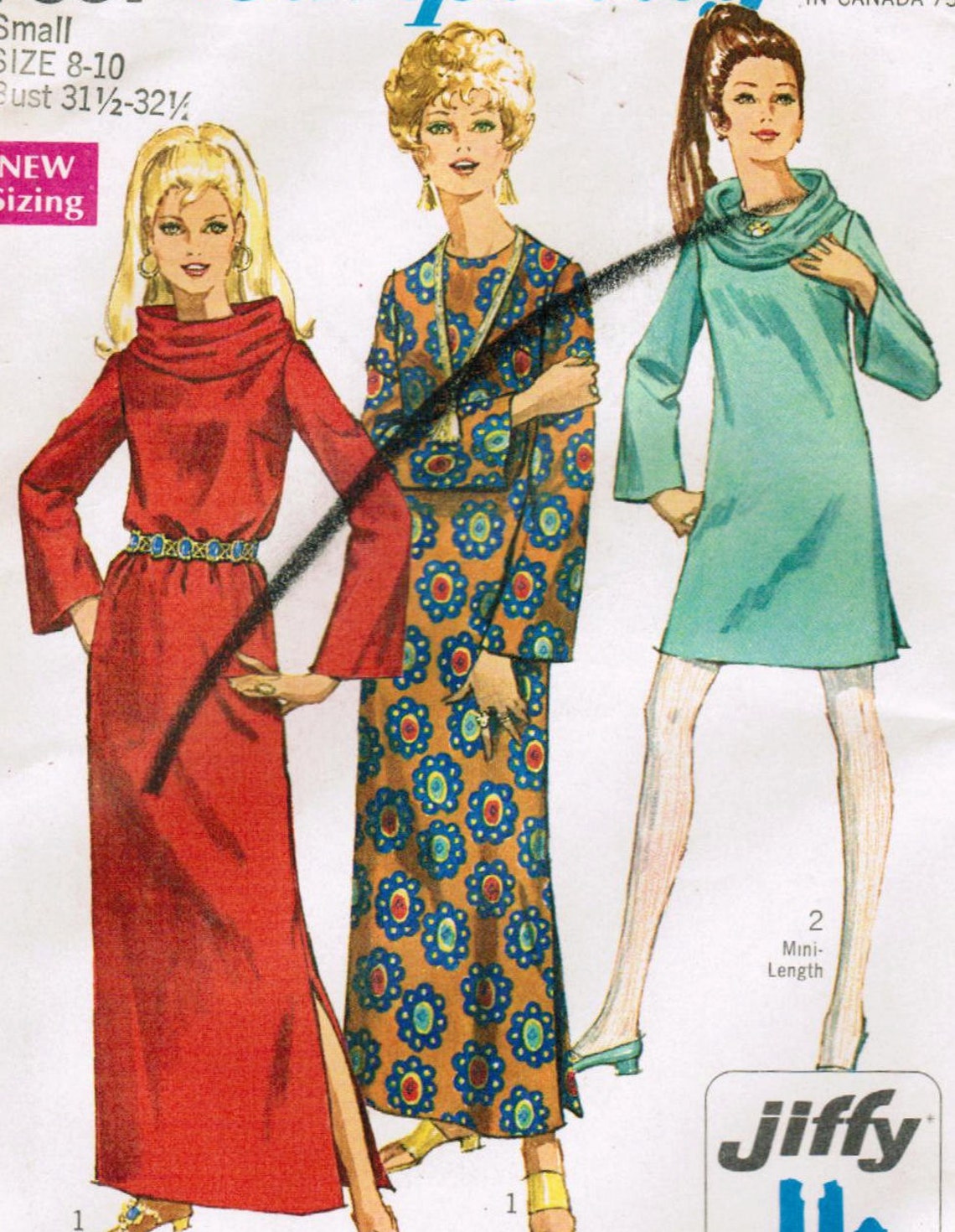 1960s Simplicity 7907 UNCUT Vintage Sewing Pattern Misses Dress, Robe ...