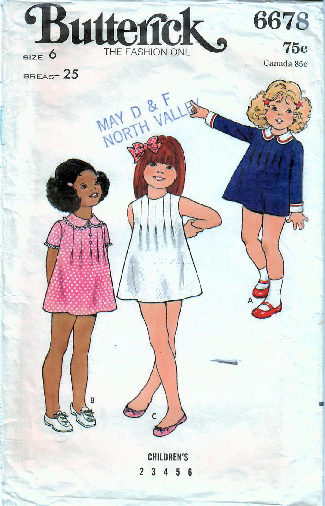 1970s Butterick 6678 Vintage Sewing Pattern Girls A-line Dress, Tucked ...