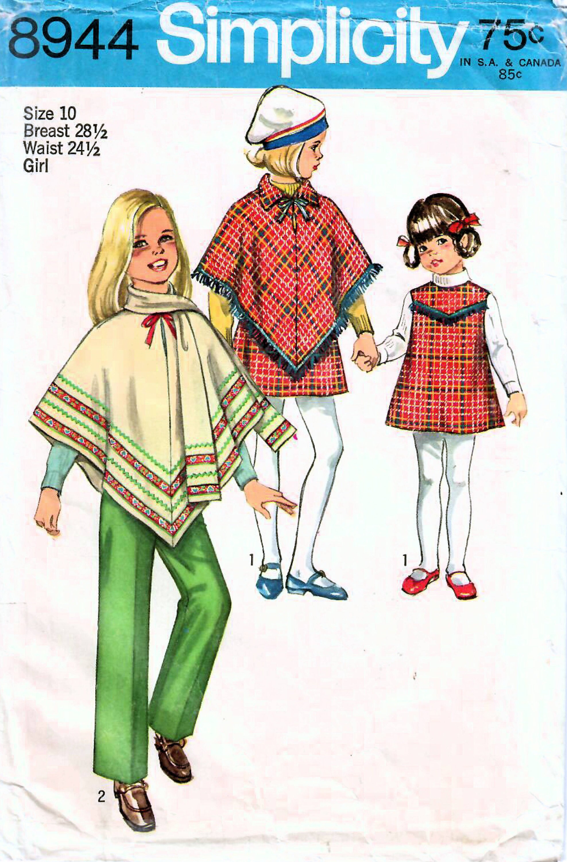 1970s Simplicity 8944 Vintage Sewing Pattern Girls A-line Jumper, Pants ...