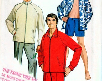 1970s Simplicity 5195 UNCUT Vintage Sewing Pattern Men's Casual Jacket ...
