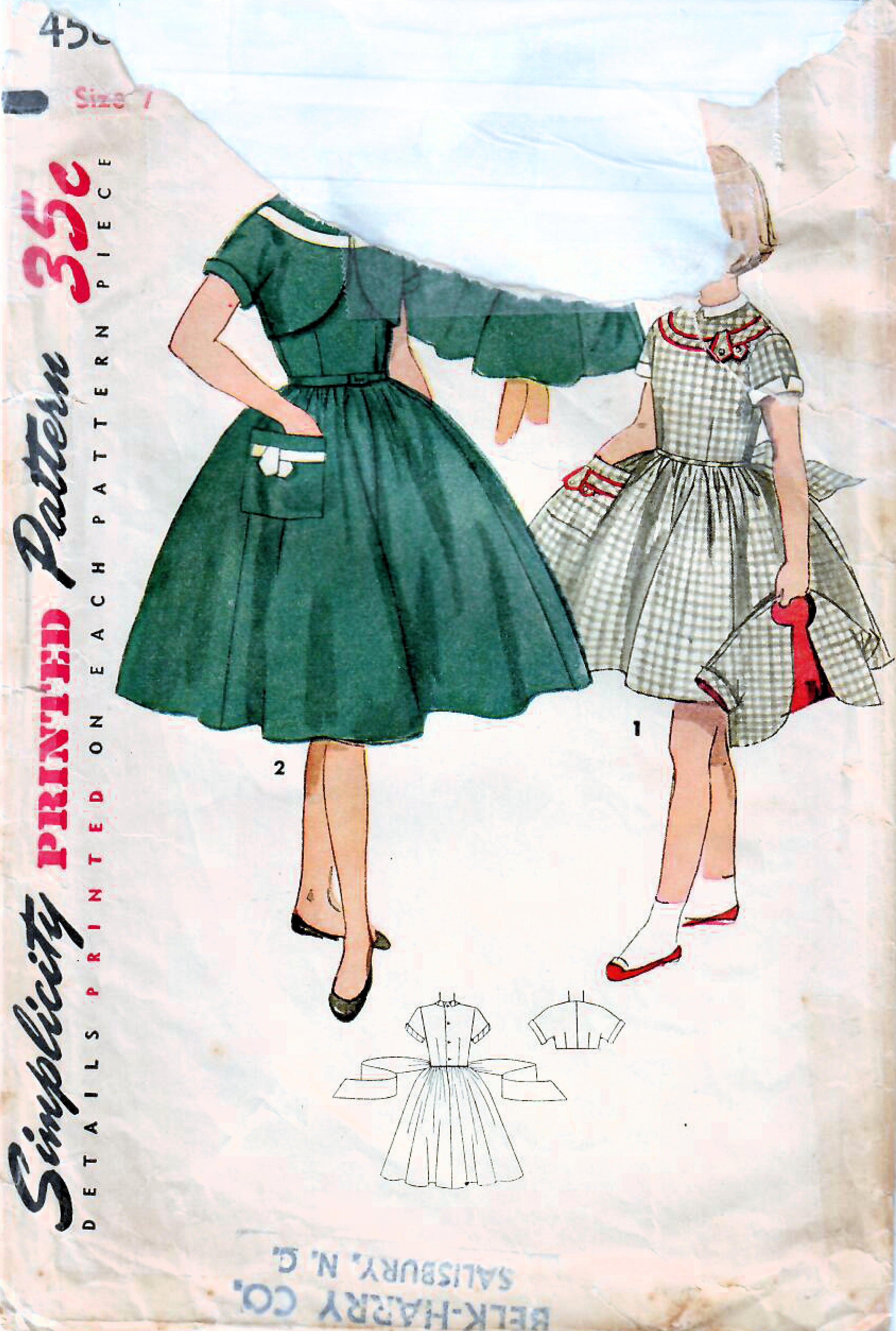 Sewing & Fiber Sewing Vintage 1950s Simplicity 3248 Girls Sun Dress And Bolero Sewing Pattern ...