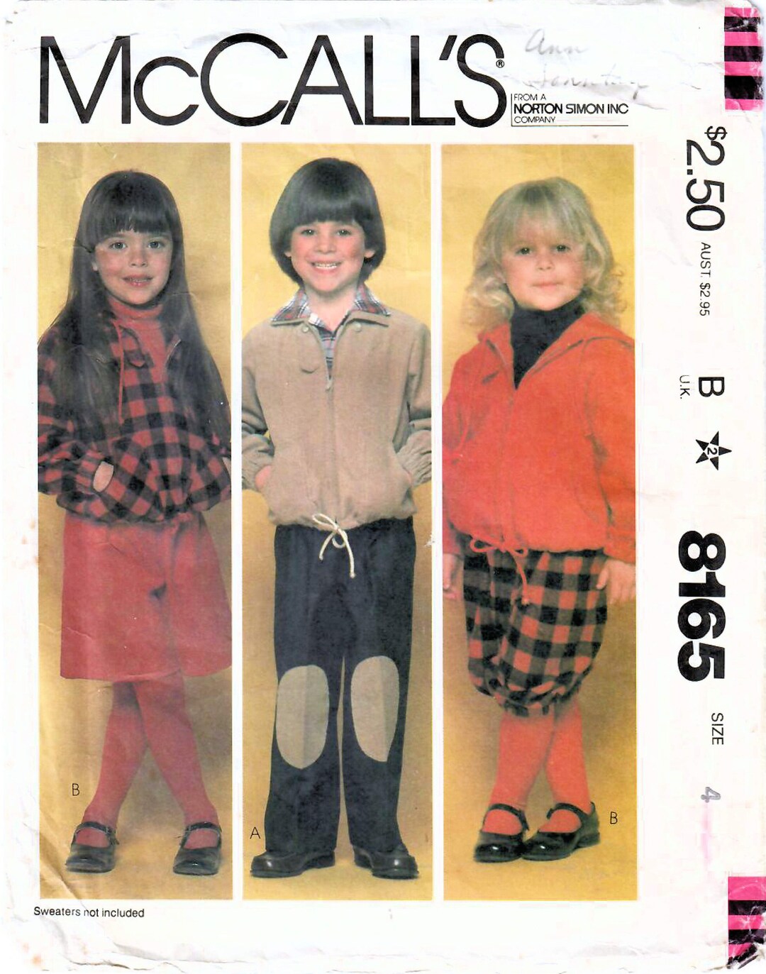 1980s Mccall's 8165 Vintage Sewing Pattern Boys Girls Casual Jacket ...