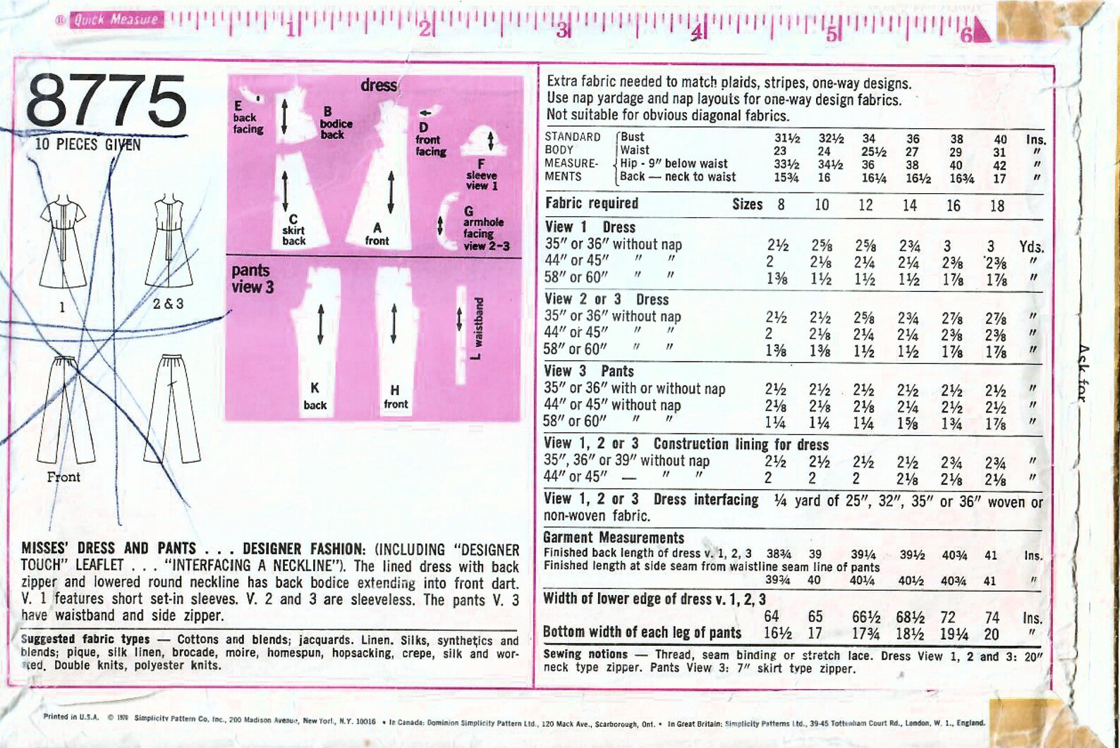 1970s Simplicity 8775 Vintage Sewing Pattern Misses A-line - Etsy